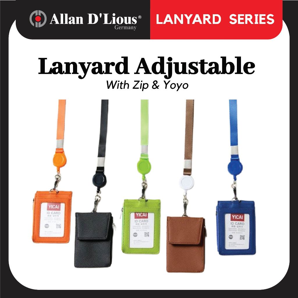 Adjustable Badge ID Card Holder With Zip & Yoyo Leather Quality ...