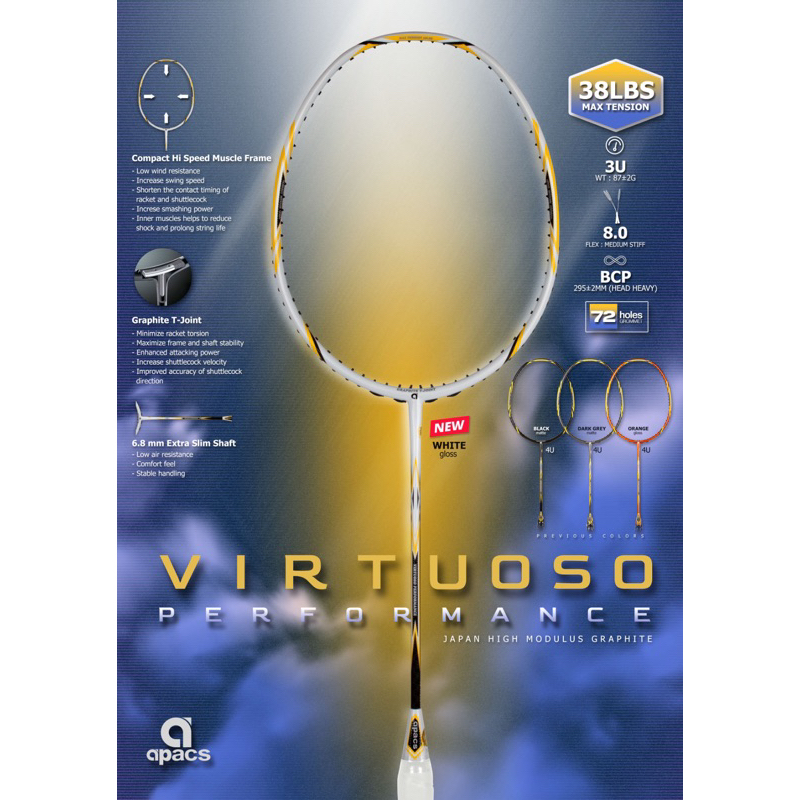 Apacs Virtuoso Performance Badminton Rackets | Shopee Malaysia