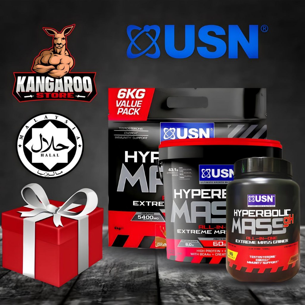 USN Hyperbolic Mass Halal ( 6/4/1.kg ) gH Extreme Weight Gainer Protein ...