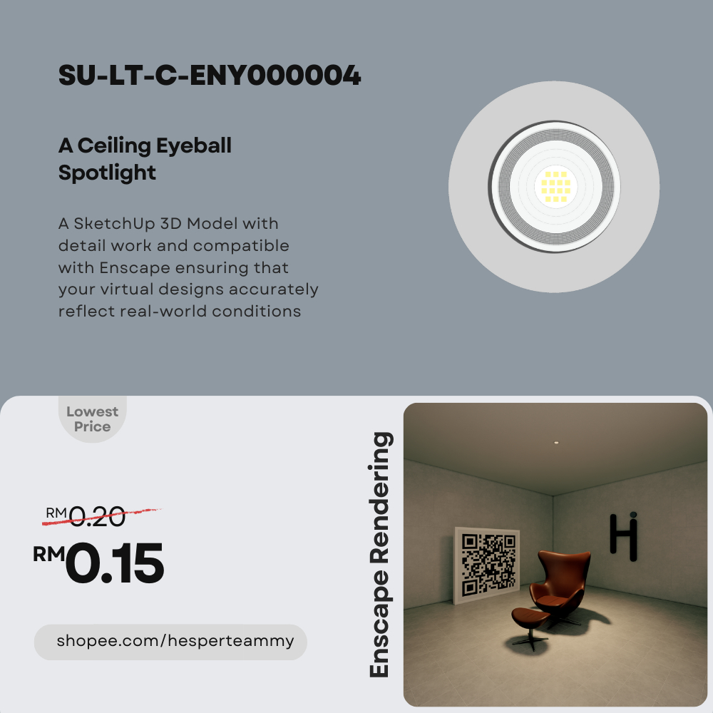 (Enscape Ready) SketchUp 3D Model - Ceiling Eyeball Spotlight (SU-LT-C ...