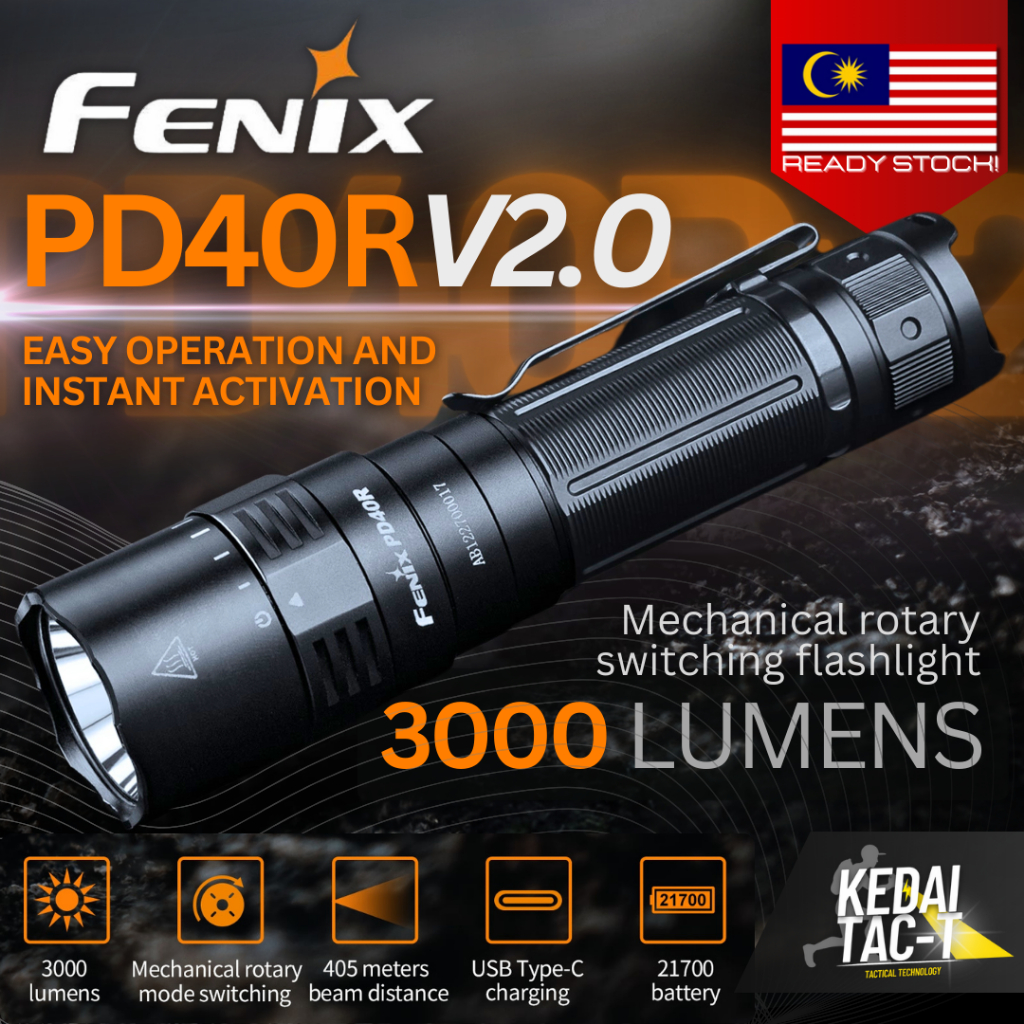 FENIX PD40R V2.0 - Luminus SST70 LED 3000L Rechargeable Flashlight - ORIGINAL - Ready Stock in ...