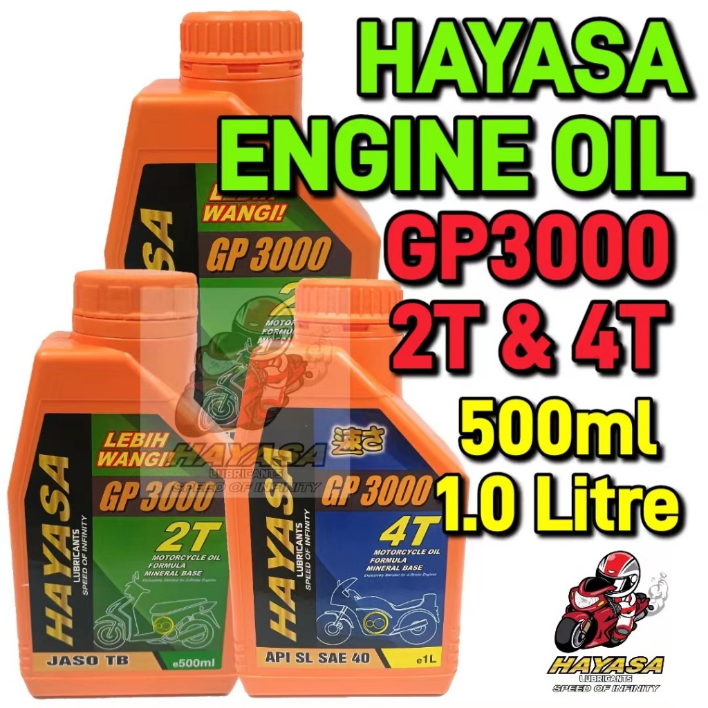 100% ORIGINAL HAYASA ENGINE OIL MINYAK HITAM GP 3 GP3000 2T JASO TB ...