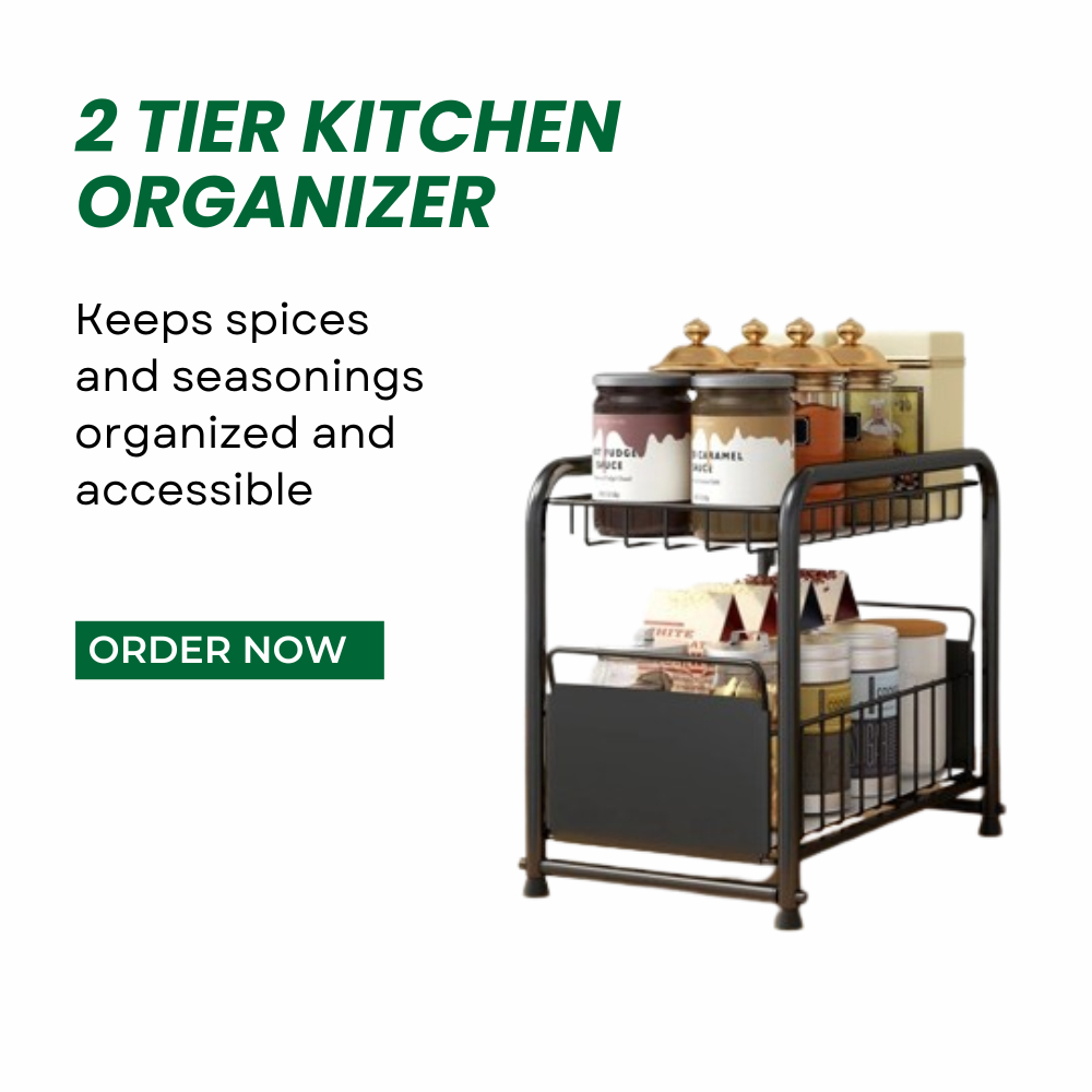 2 Tier Condiment Spice Seasoning Drawer Storage Rack Basket Organizer ...