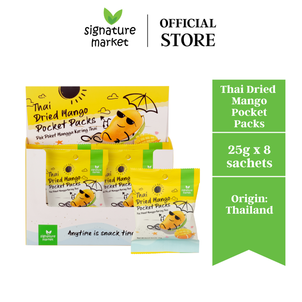 Signature Market Thai Dried Mango Pocket Packs (25g x 8 sachets ...