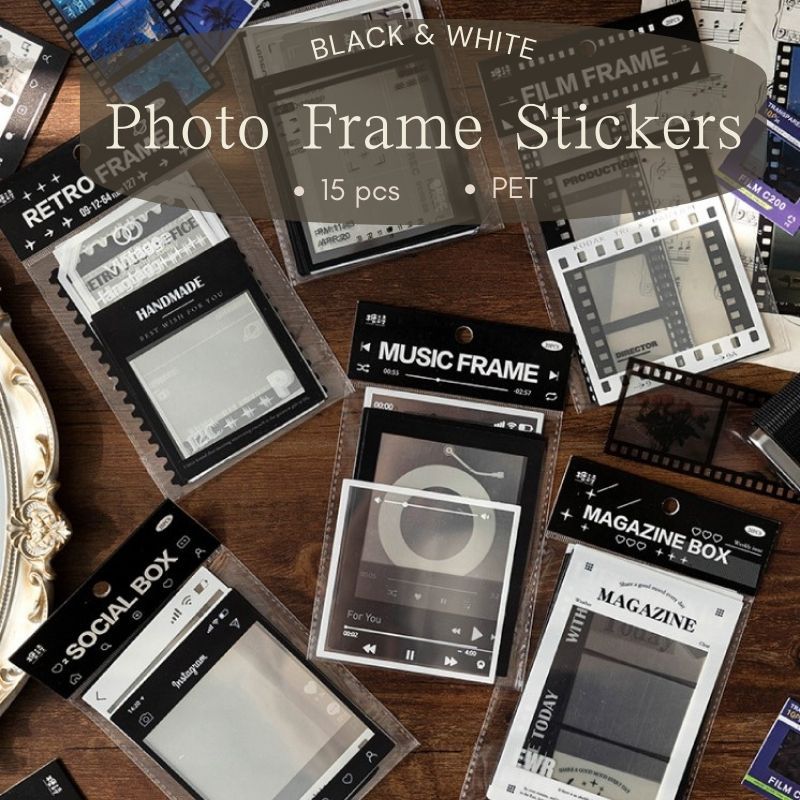 15pcs PET Photo Frame Sticker Decorative Decal Stickers Self-Adhesive ...