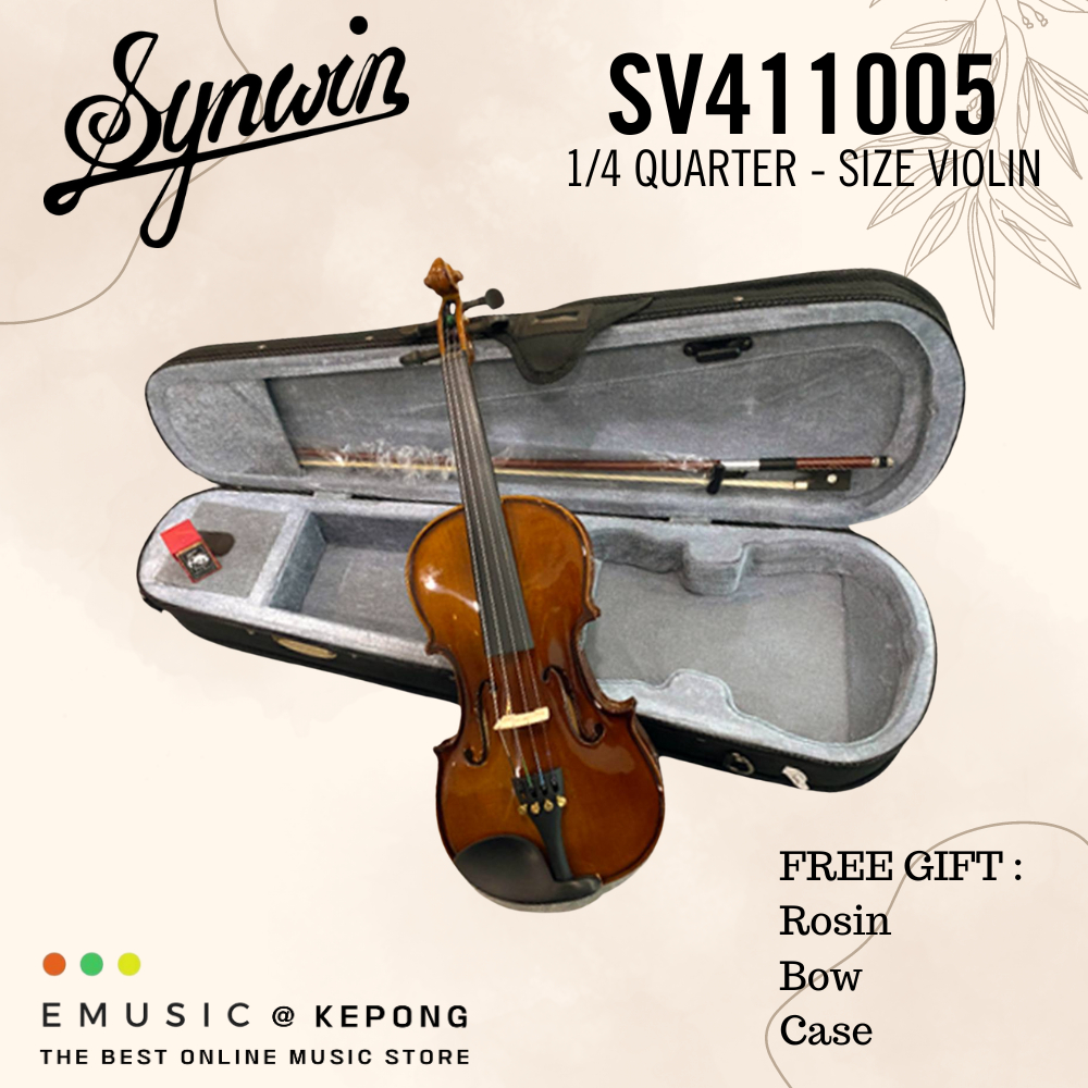 Synwin SV411005 1/4 Quarter Size Student Violin Outfit (SV1005 ...