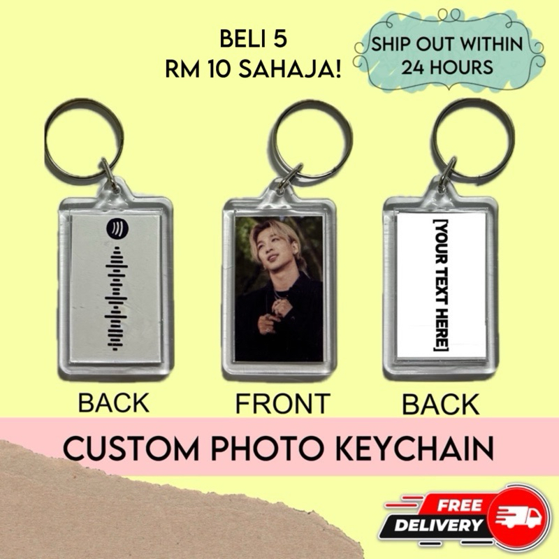 [SHIP IN 24 HOURS] CUSTOM PHOTO ACRYLIC KEYCHAIN keychain gambar mini ...