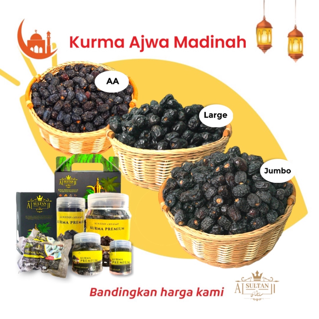 Ajwa Pelbagai Saiz Kurma Gred Premium | Small, Medium, Large, Jumbo ...