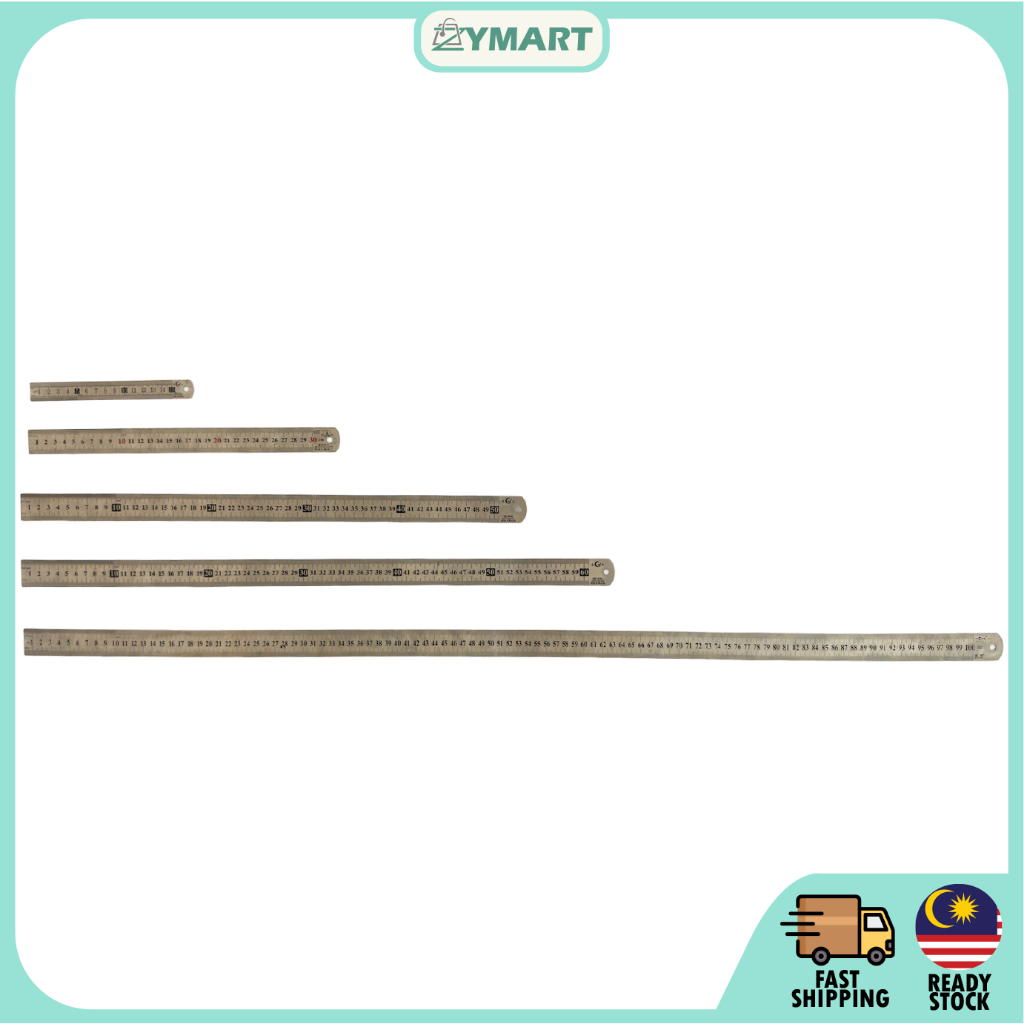 Stainless steel ruler [ 0.7mm~1.0mm metal ruler with one handle hole ...