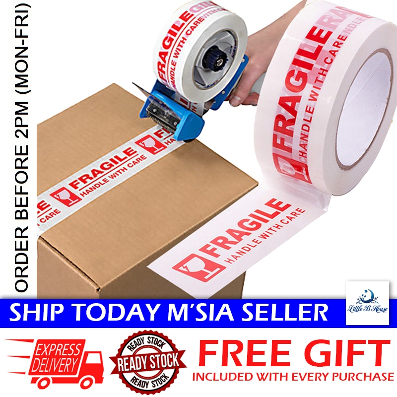 [Little B House] 48mm x 50m High Quality Fragile Tape 48mm x 50m 1 Roll Fragile OPP Tape 易碎品胶带 ...