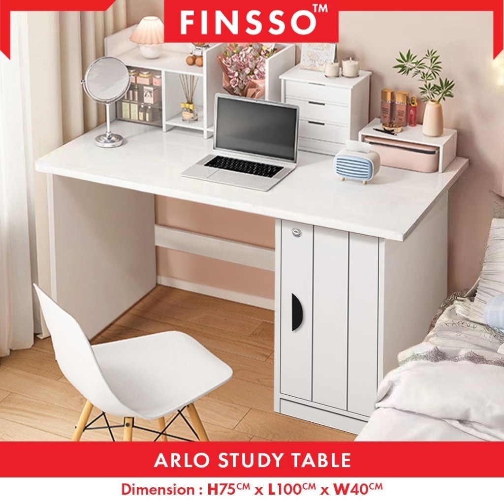 Finsso : Leonard Study Table with Storage Cabinet & Drawers/ meja ...