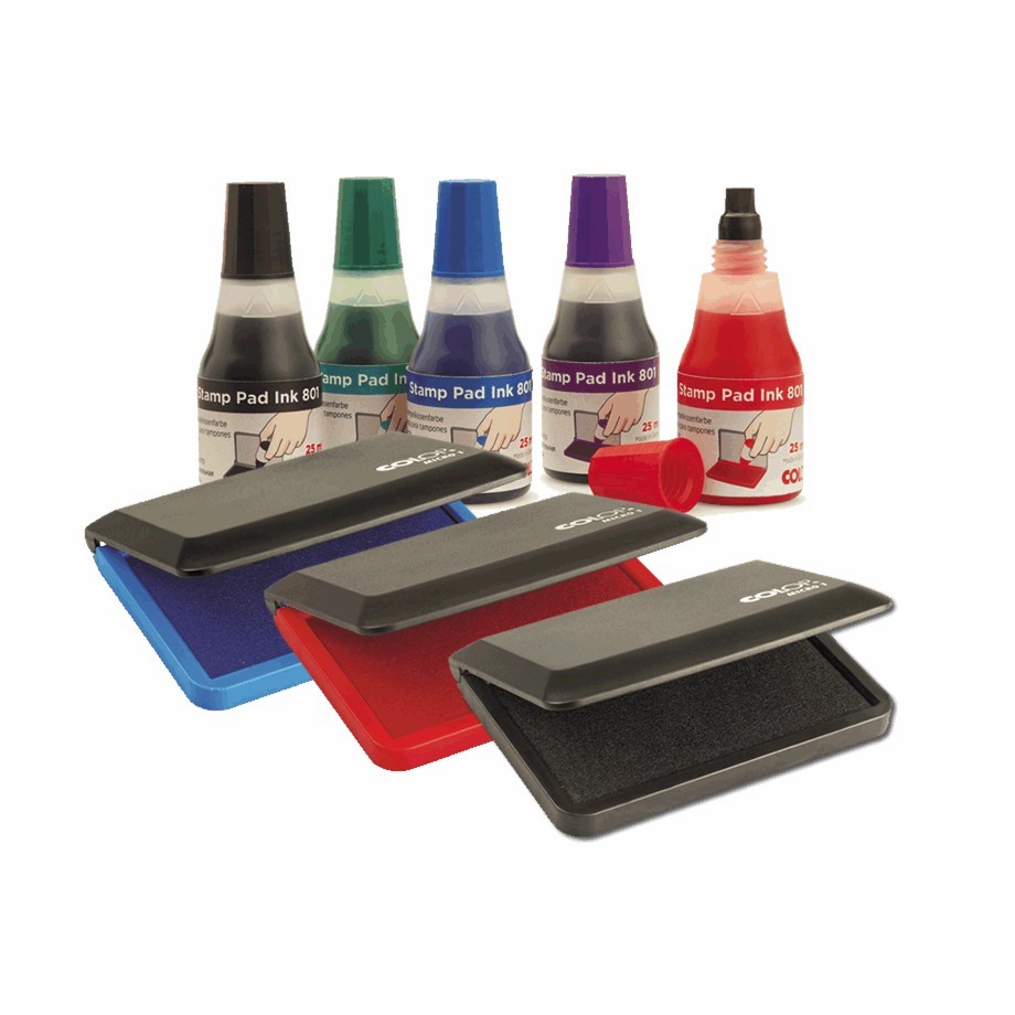 COLOP 25 ml Premium Stamp Pad Ink 801 (Black, Blue, Red, Green, Purple ...