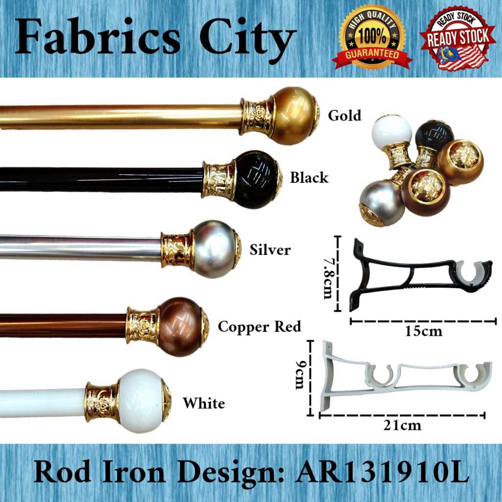 28mm Rod Langsir / Luxe Curtain Rod / Curtain Rod Iron / Single Layer ...