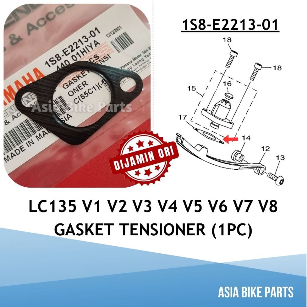 Yamaha Original LC135 V1 V2 V3 V4 V5 V6 V7 V8 Timing Chain Tensioner Gasket - 1S8-E2213-01 ...