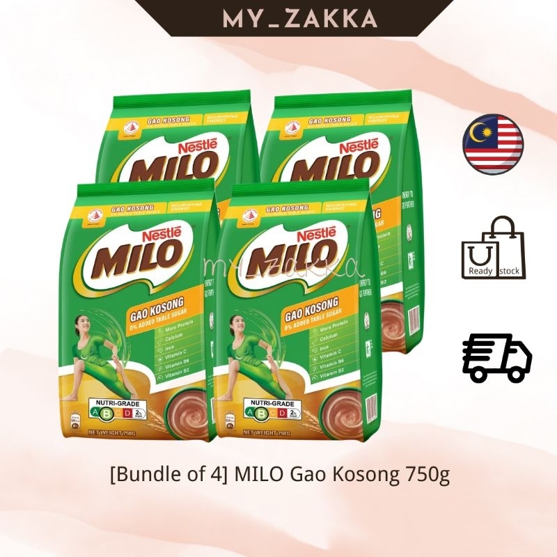 (Bundle of 4) Milo Gao Kosong 750g [Exp: Nov/2025] | Shopee Malaysia