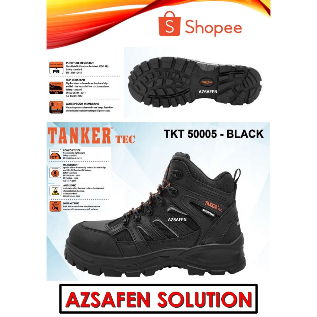 TANKER TEC Safety Boots TKT-50005 Black | Shopee Malaysia