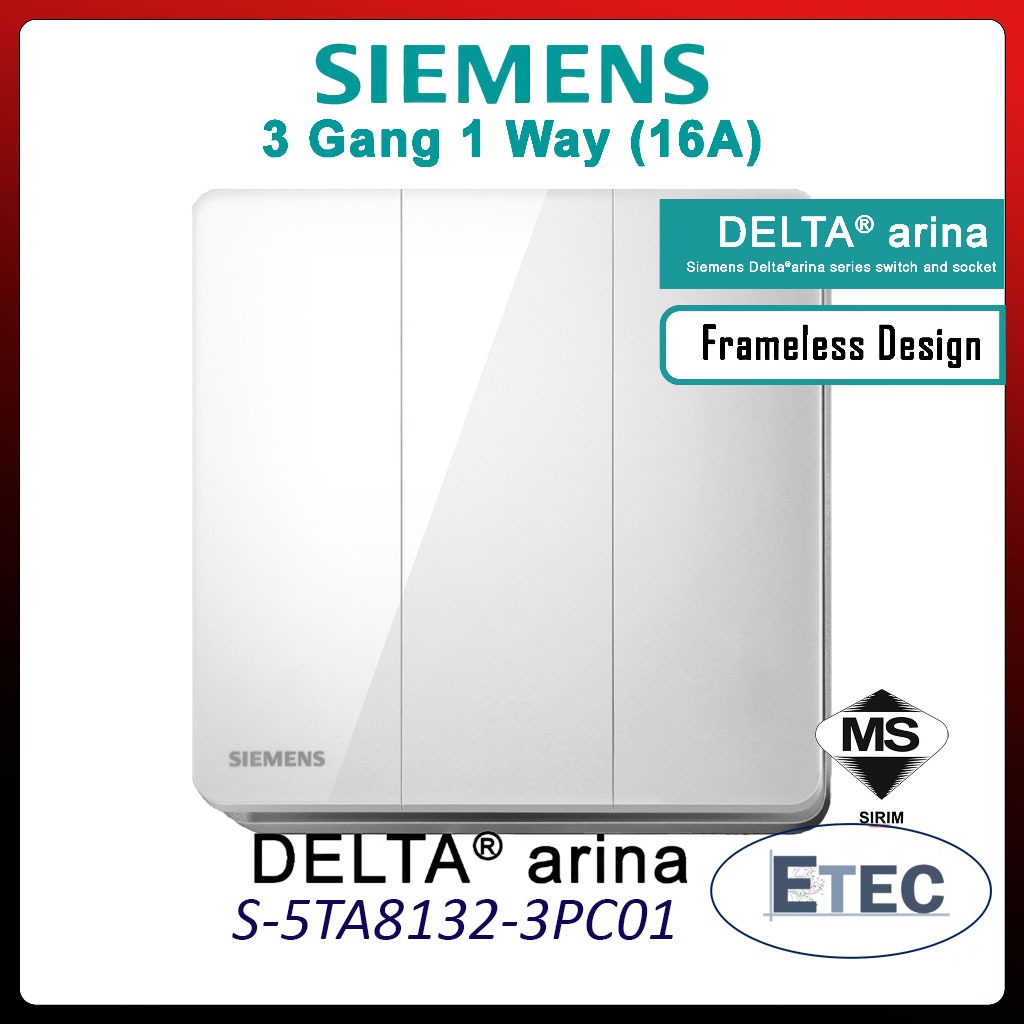 SIEMENS DELTA® ARINA Series Switches Frameless Design - Premium Quality [ Sirim Approved ...