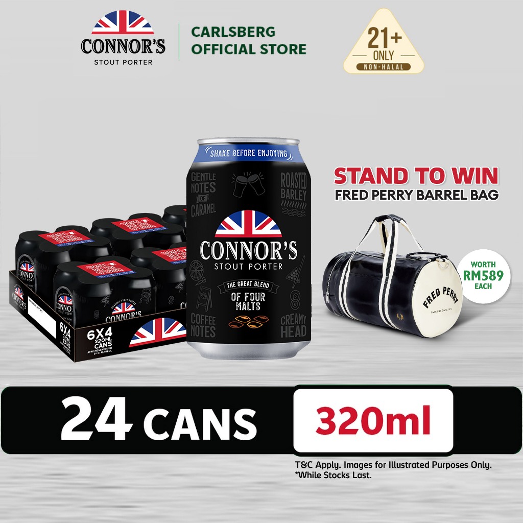Connor's Stout Porter Can Premium Stout Beer 5.0% Alcohol (320ml x 24 ...