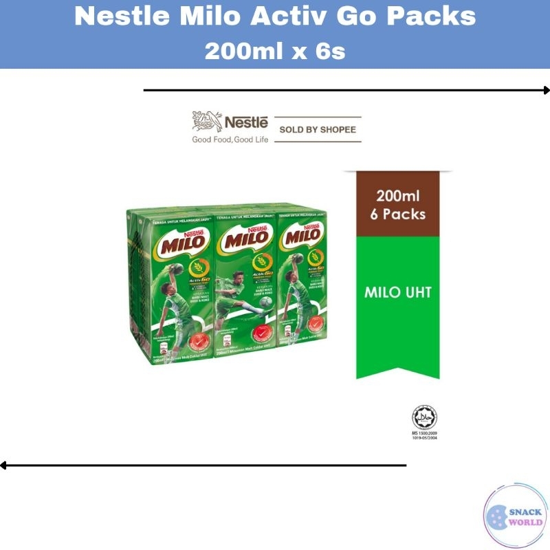 Nestle Milo UHT Activ Go Packs (200ml x 6s) | Shopee Malaysia