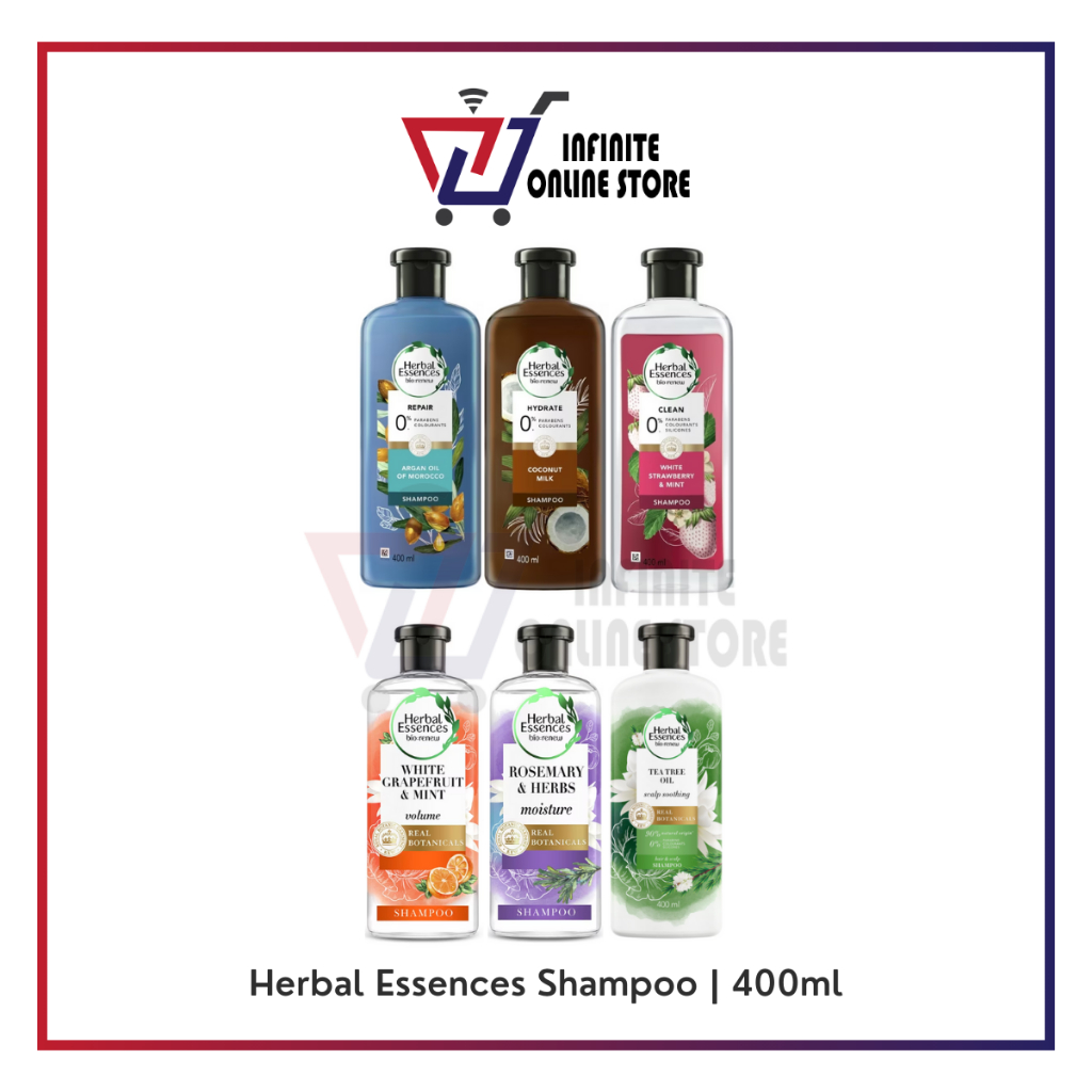 Herbal Essences Shampoo (400ml) (Coconut Milk / Argan Oil / Strawberry / Grapefruit / Rosemary ...