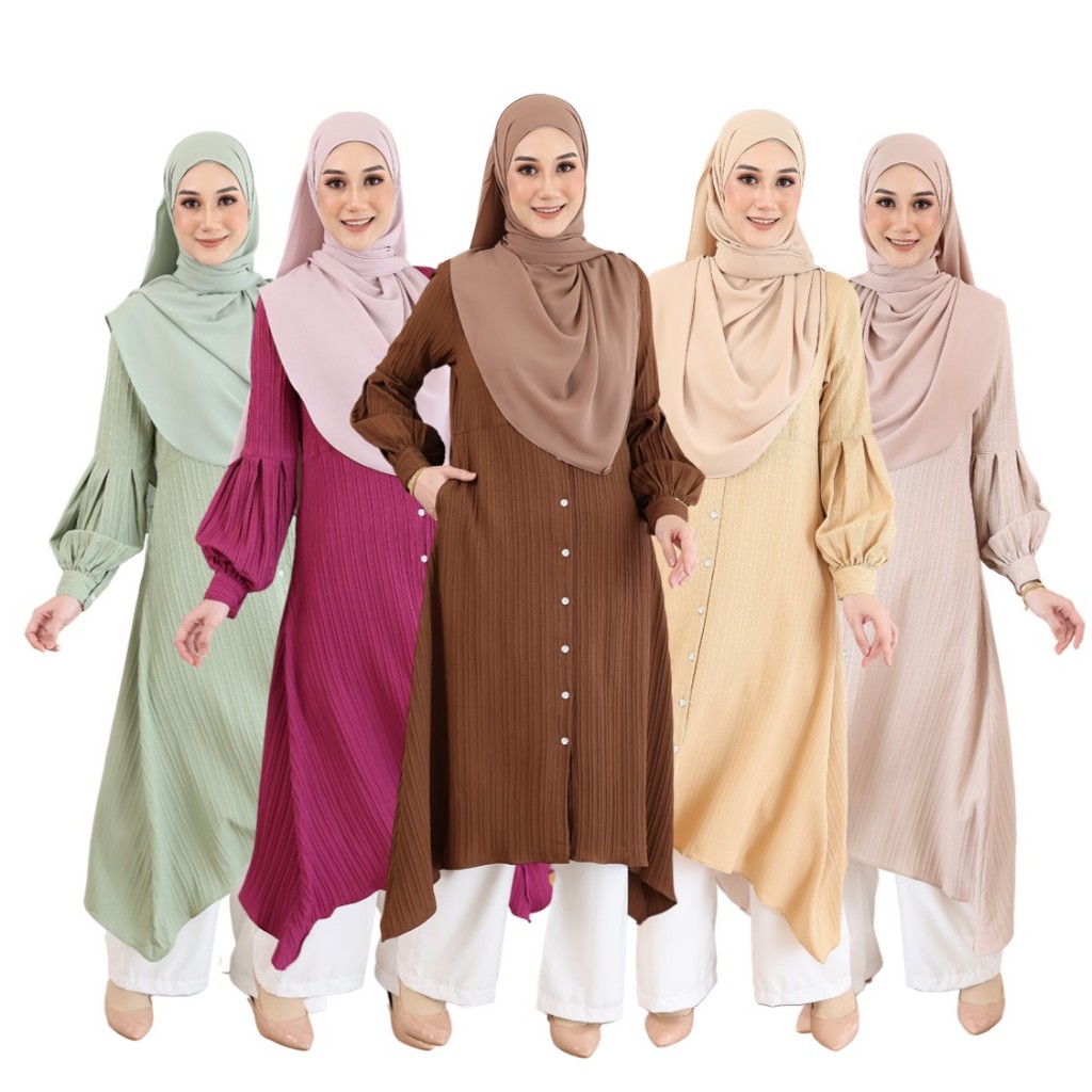 ESTIFA Midi Dress Larra Baju Raya 2024, mixed cotton, less iron ...
