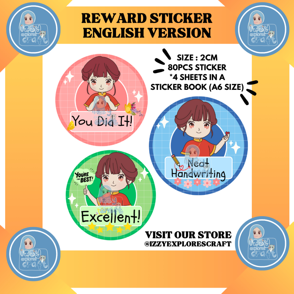 ENGLISH Reward Sticker | Teacher Reward Sticker for Student | Cute ...