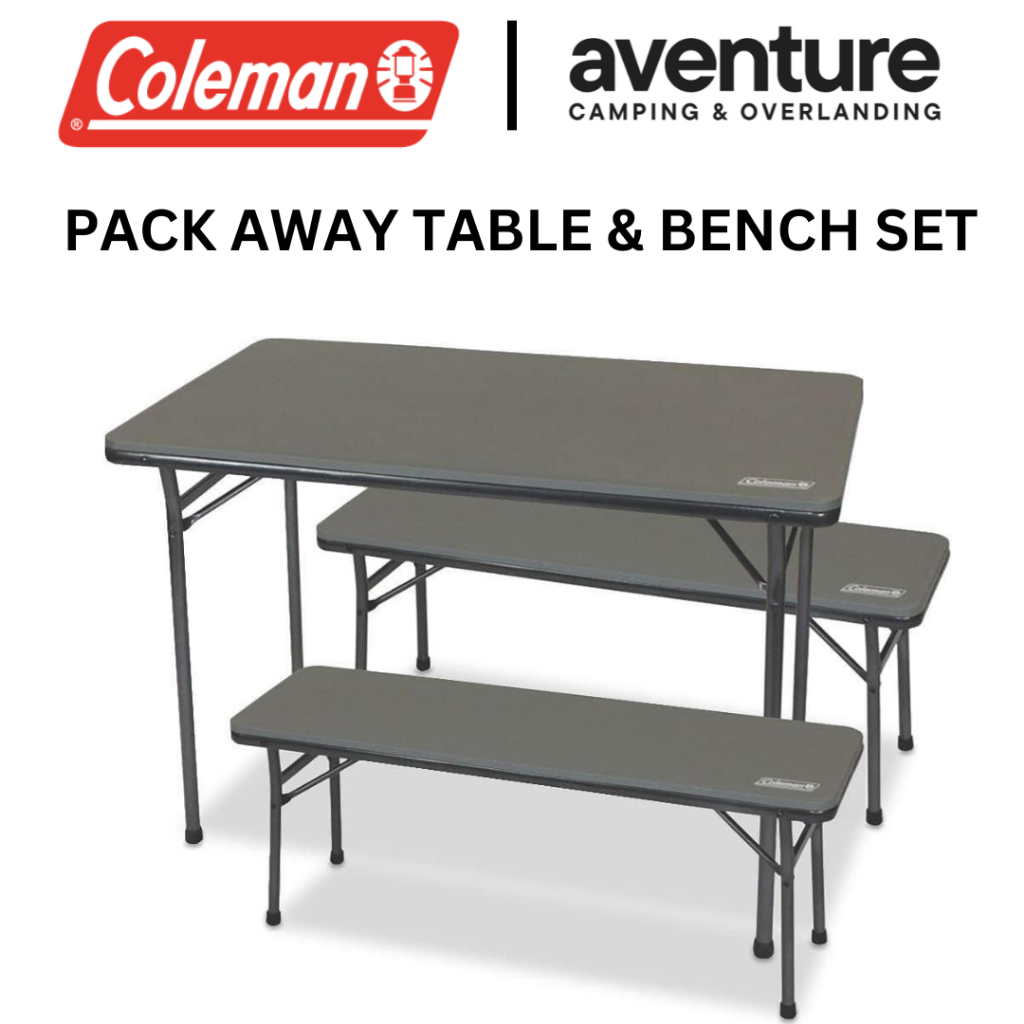 (READY STOCK) Coleman Pack Away Table & Bench 3 Piece Set Foldable ...