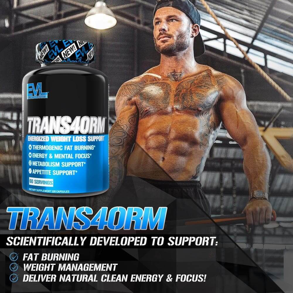 EVLution Nutrition, Trans4orm, Energized Weight Loss Support, 10 / 60 / 120 Veggie Capsules ...