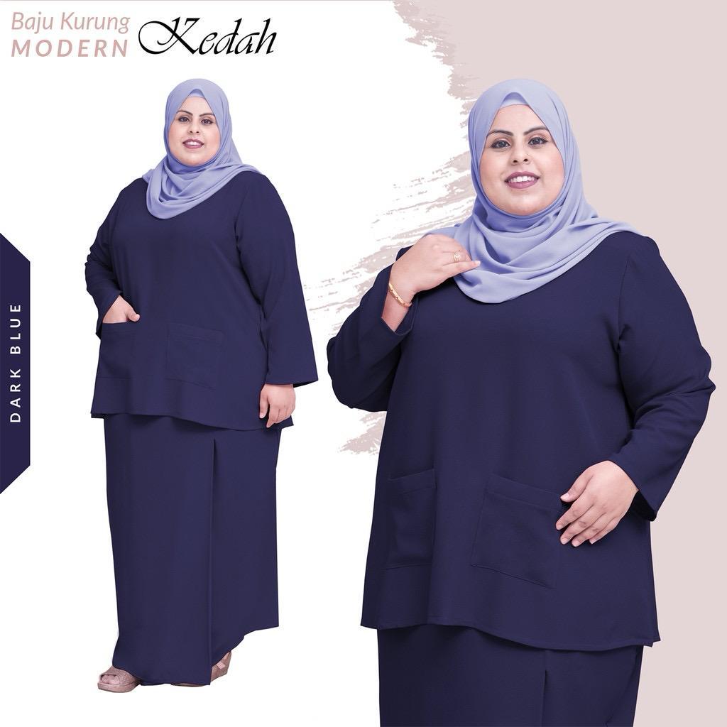 PLUS SIZE BAJU KURUNG KEDAH PLAIN Raya Series 2024 By Al Makkah Hijabs ...