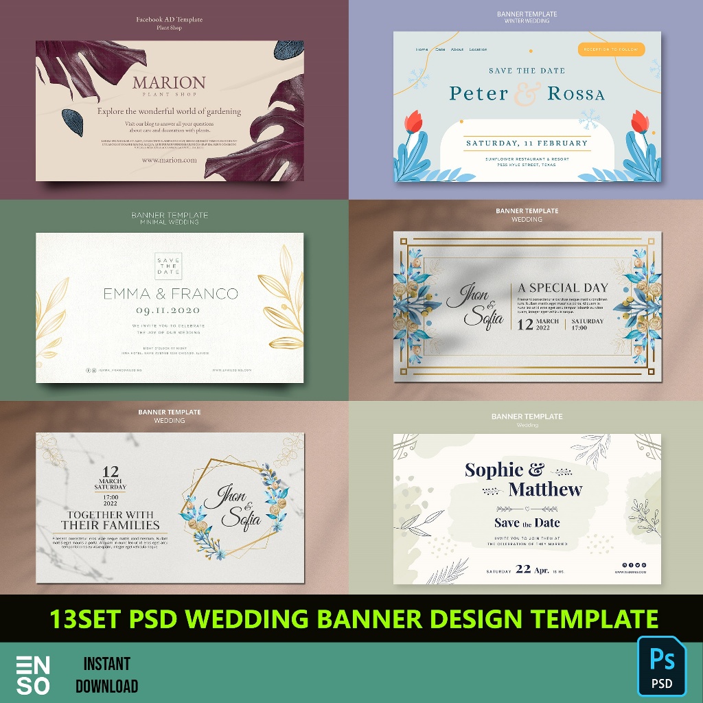 13-Set PSD Wedding Banner Design Template | Editable PSD Design ...