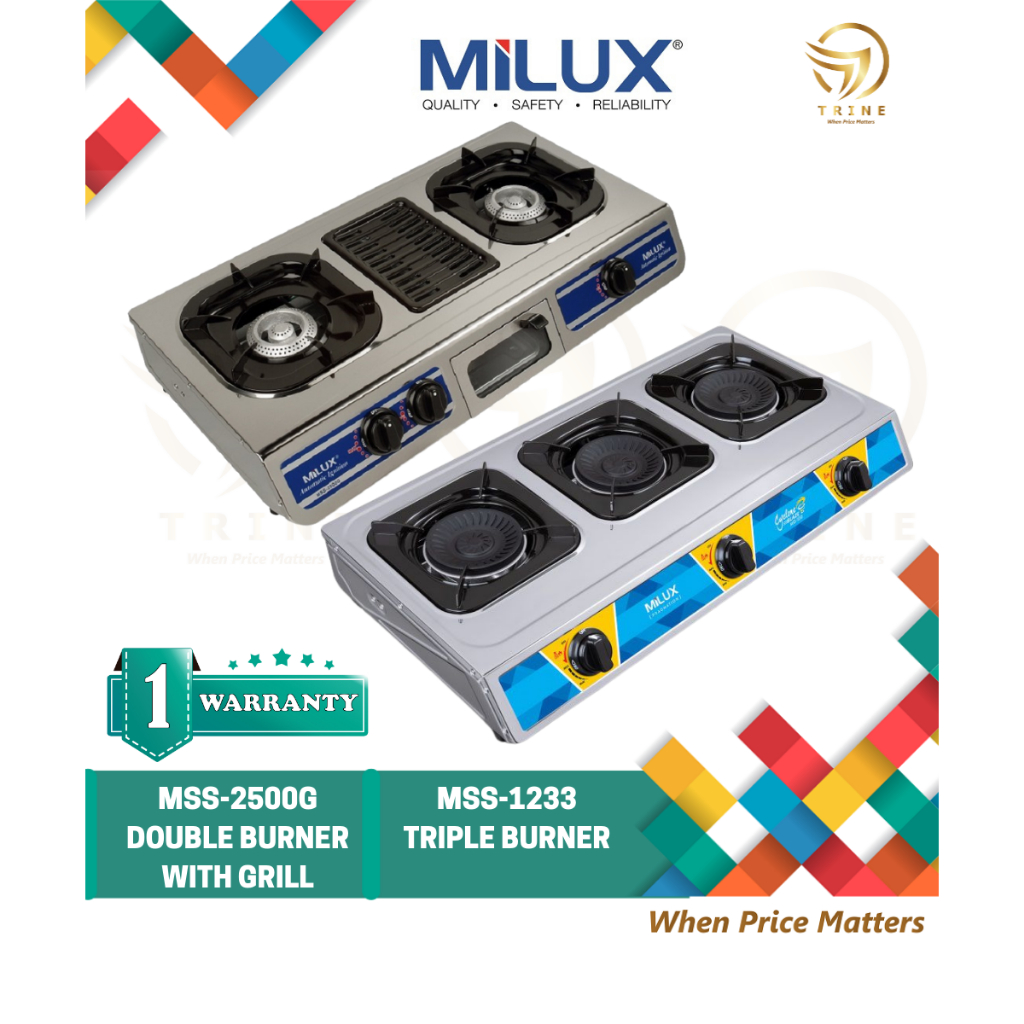 MILUX GAS COOKER WITH GRILL MSS-2500G / MSS2500G DAPUR GAS MEMASAK / MSS-2501G / MILUX STAINLESS ...
