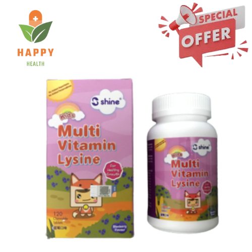 SHINE KIDS MULTIVITAMIN LYSINE CHEWABLES 120'S - BLUEBERRY FLAVOR ...