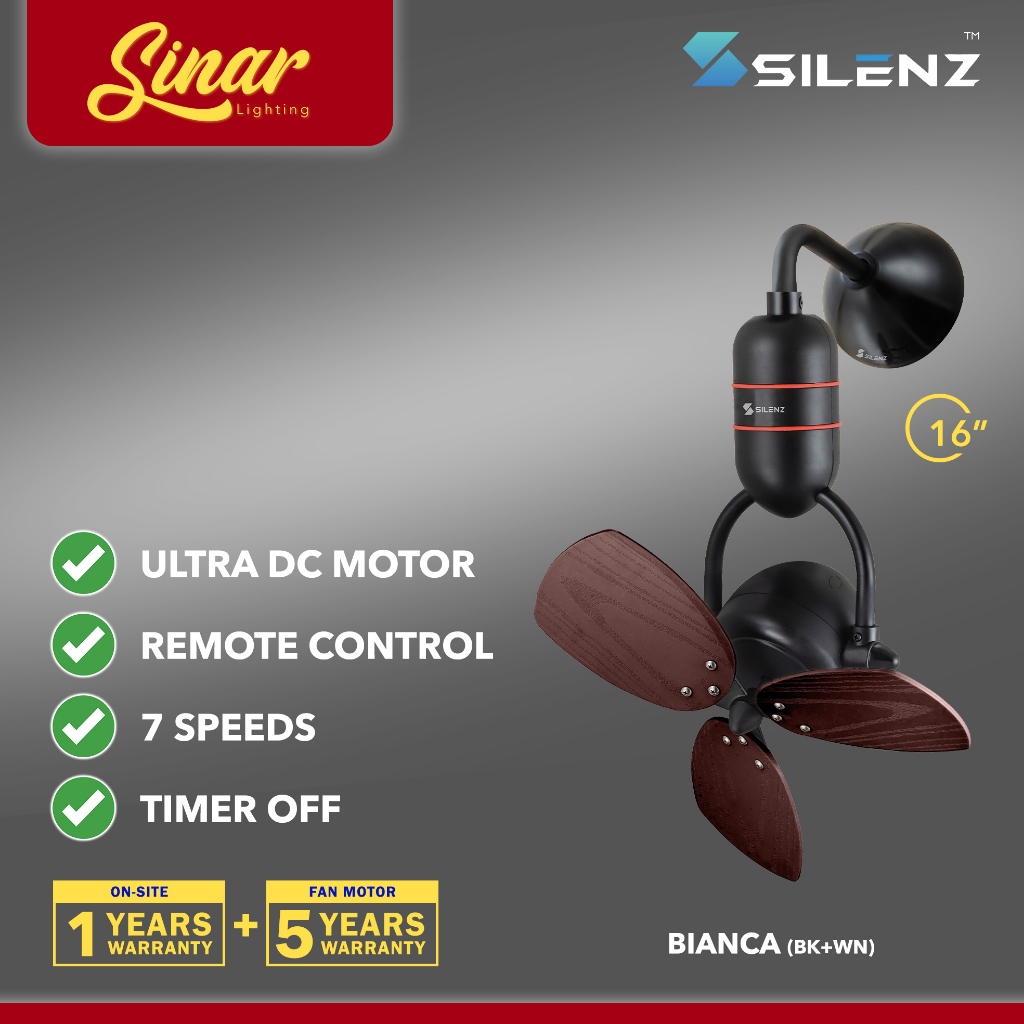 Deka Silenz Corner Fan BIANCA 16” DC Motor Remote Ceiling Fan / Kipas ...