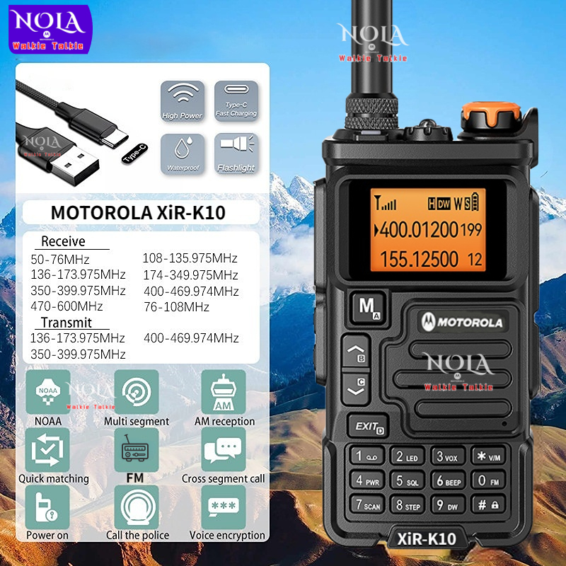 Motorola XiR-K10 Walkie Talkie 20KM 80W AM/FM Dual Band VHF/UHF 199CHS ...
