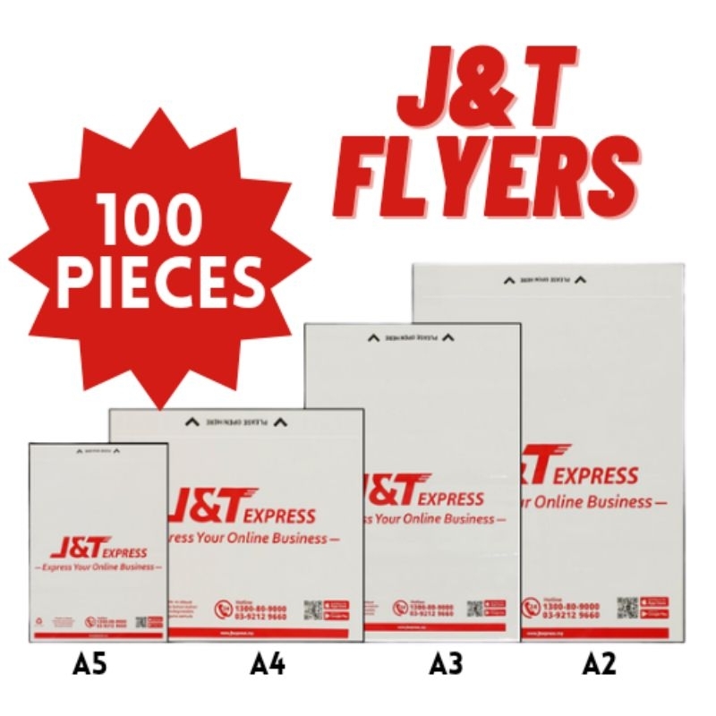 (100pcs) JNT ORIGINAL Shipping Bag A2 A3 A4 A5 Flyer Packing Parcel ...