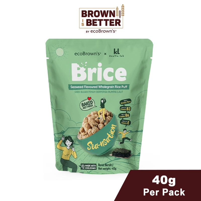 ecoBrown’s Brice Seaweed Flavoured Wholegrain Rice Puff [40g] | Shopee ...