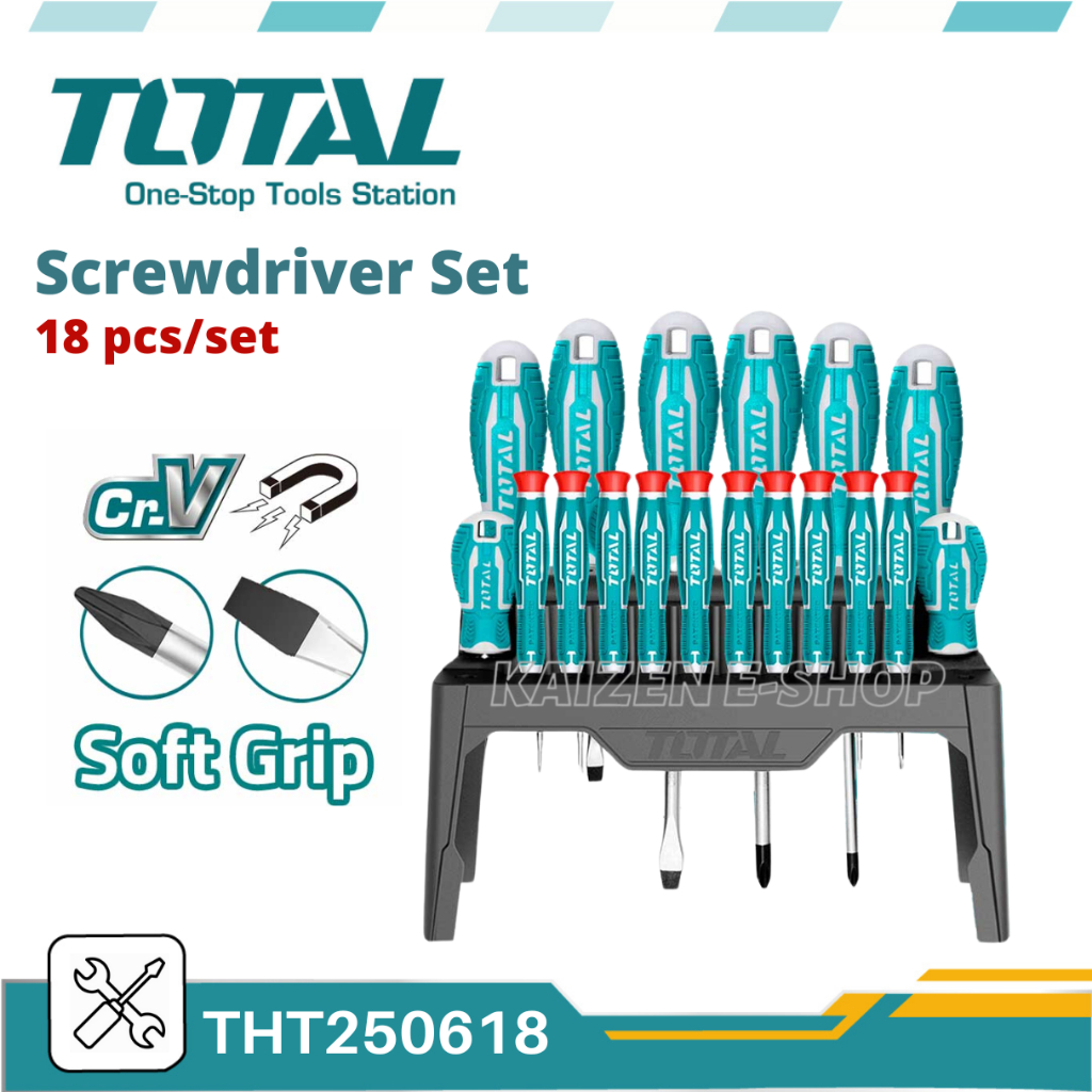 TOTAL THT250618 18 Pcs Screwdriver Set | Shopee Malaysia