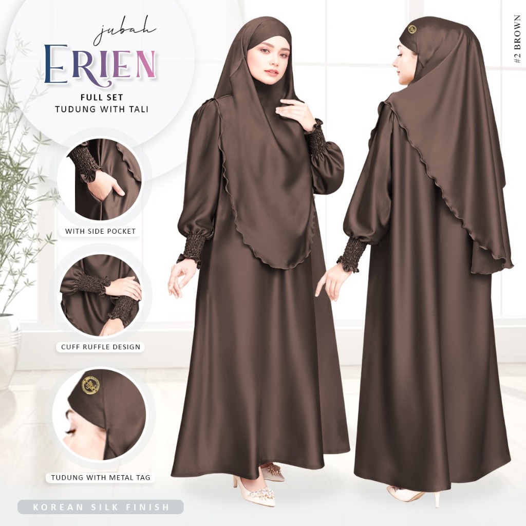 Raya Arrival Jubah Erien Free Size With Long Tudung Khimar (Full Set ...