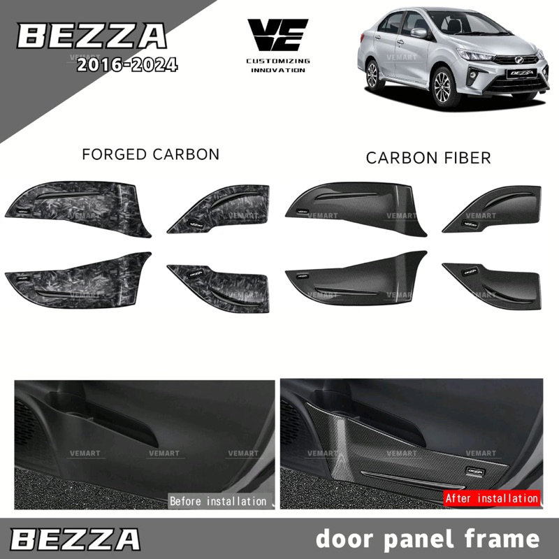 Vemart Perodua bezza carbon fiber door trim frame panel cover ...