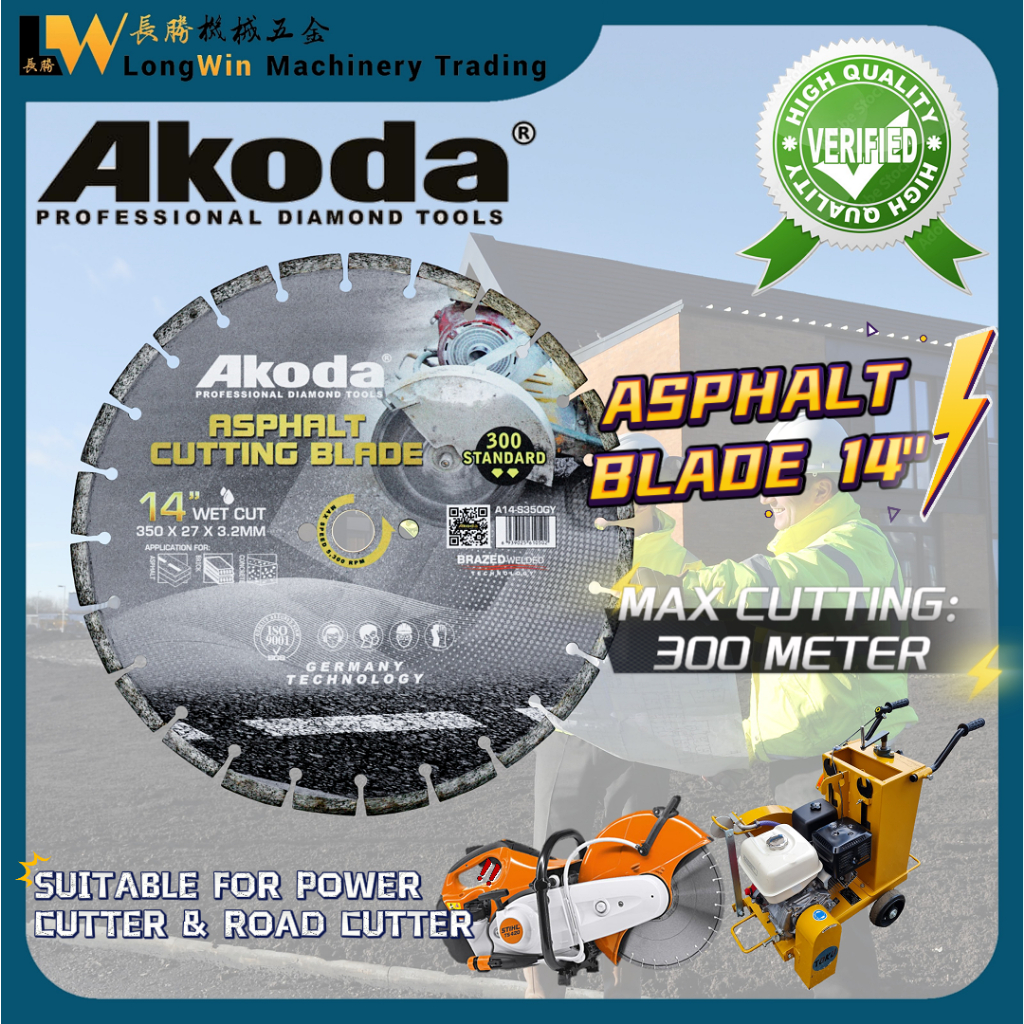 AKODA A14-S350GY Diamond Saw Blade Asphalt Cutting Blade 14'' Grey ...
