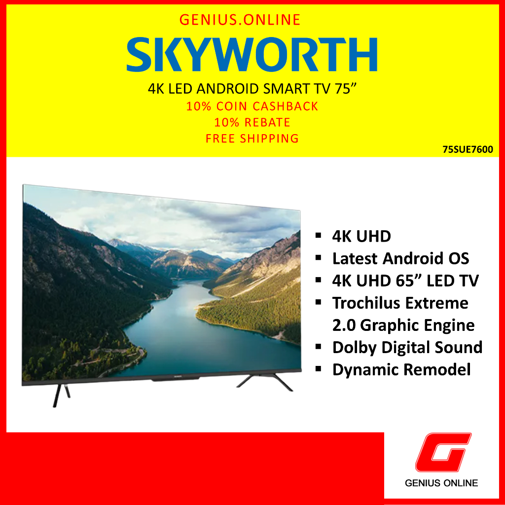 Skyworth 4K LED Android Smart TV (75") 75SUE7600 | Shopee Malaysia