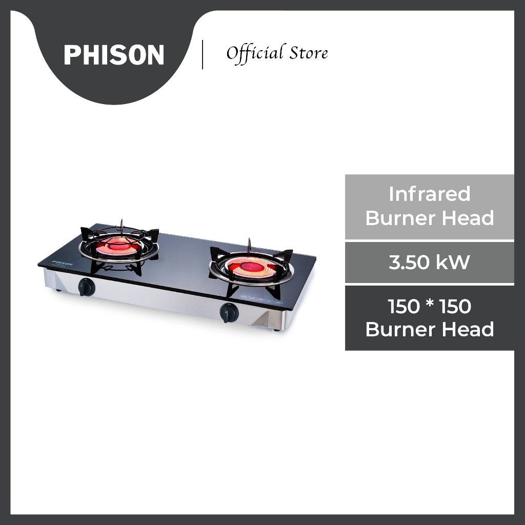 Phison Tempered Glass Counter Top Infrared Gas Cooker (150*150mm) | PGC ...