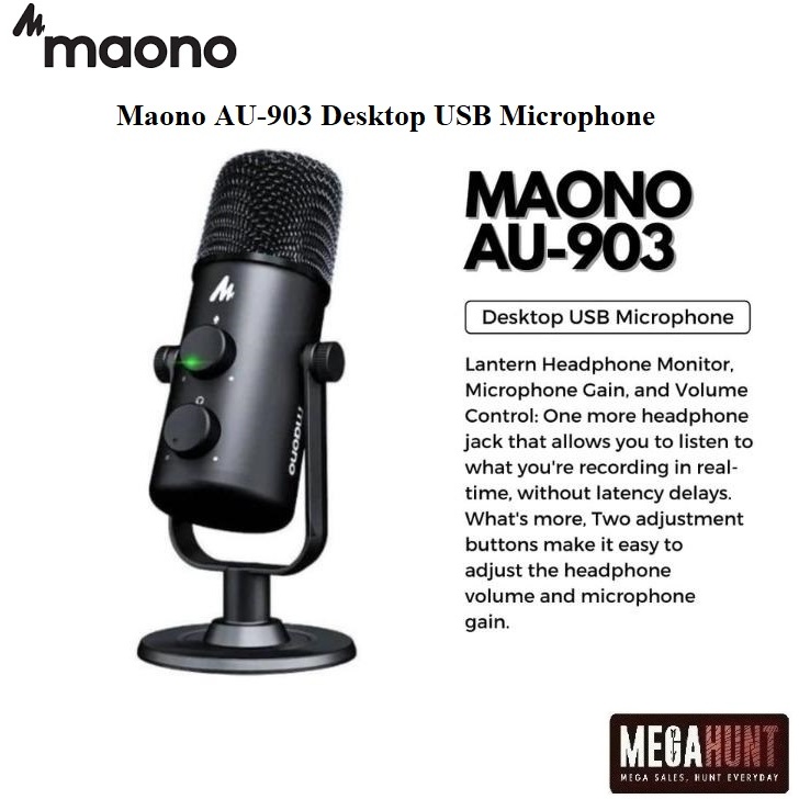 Maono AU-903 Desktop USB Omnidirectional Computer Gaming Microphone ...