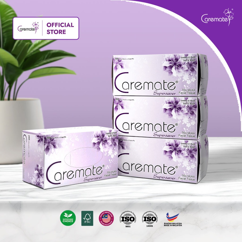 Caremate Facial Tissue 4 Boxes x 200's x 2 Ply | (BULK USE) Office Households Soft Tissue ...