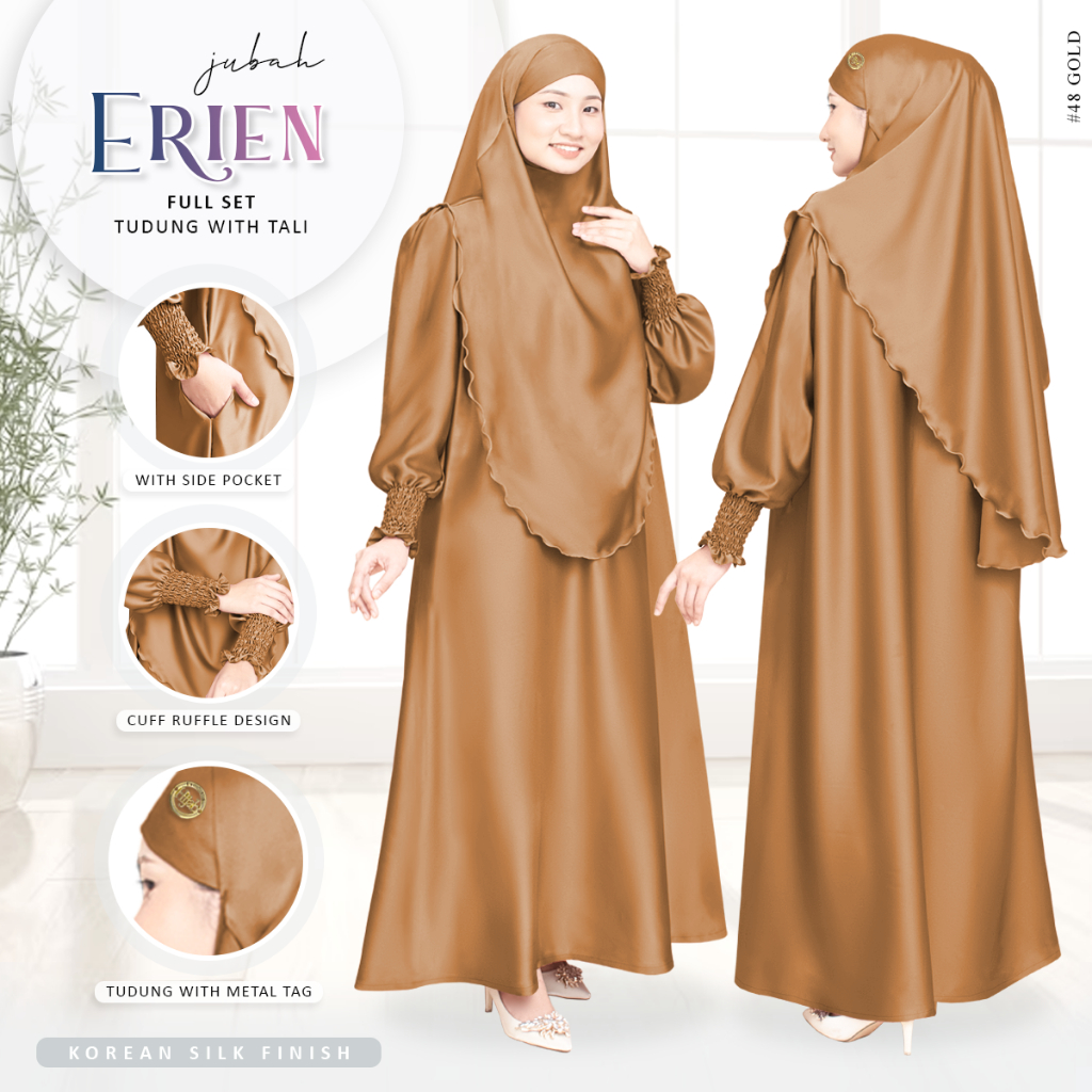 * Raya Arrival * Jubah Erien Free Size With Long Tudung Khimar (Full ...