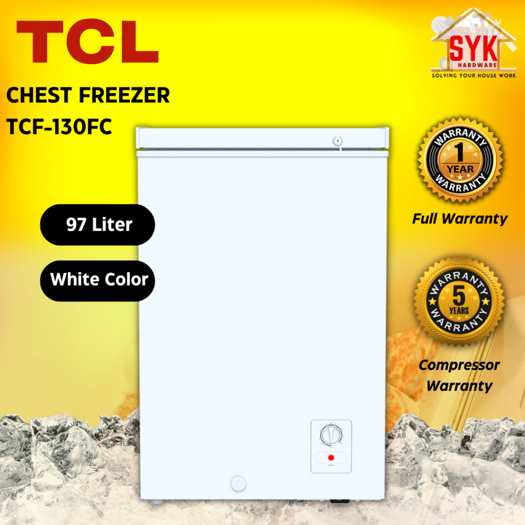 SYK TCL TCF-130FC Chest Freezer Fridge Deep Frozen Meat Fish Peti Sejuk ...
