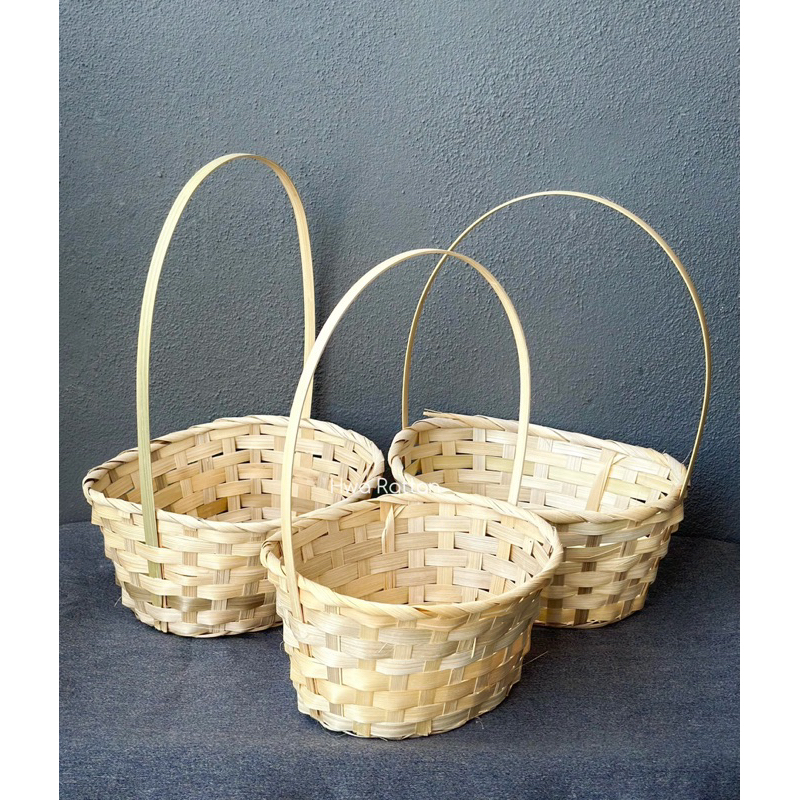 Oval bamboo basket hamper gift packaging fruits container storage decor ...