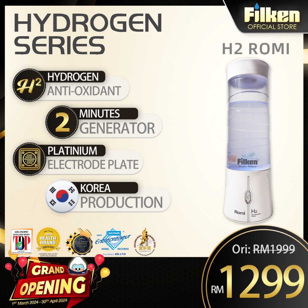 Filken H2 Romi Hydrogen Platinium Electrode Plate Generator Bottle ...