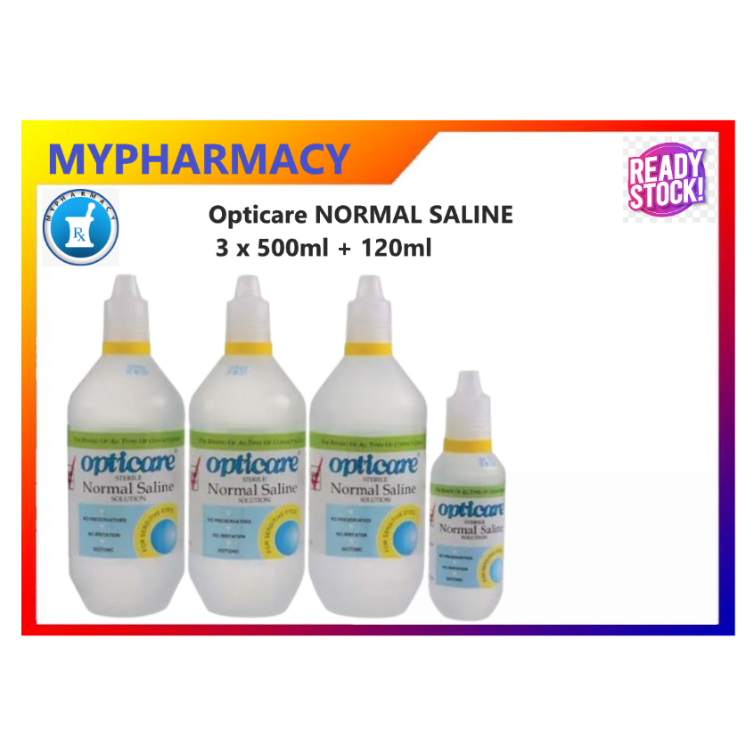 Opticare NORMAL SALINE 3 x 500ml + 120ml | Shopee Malaysia