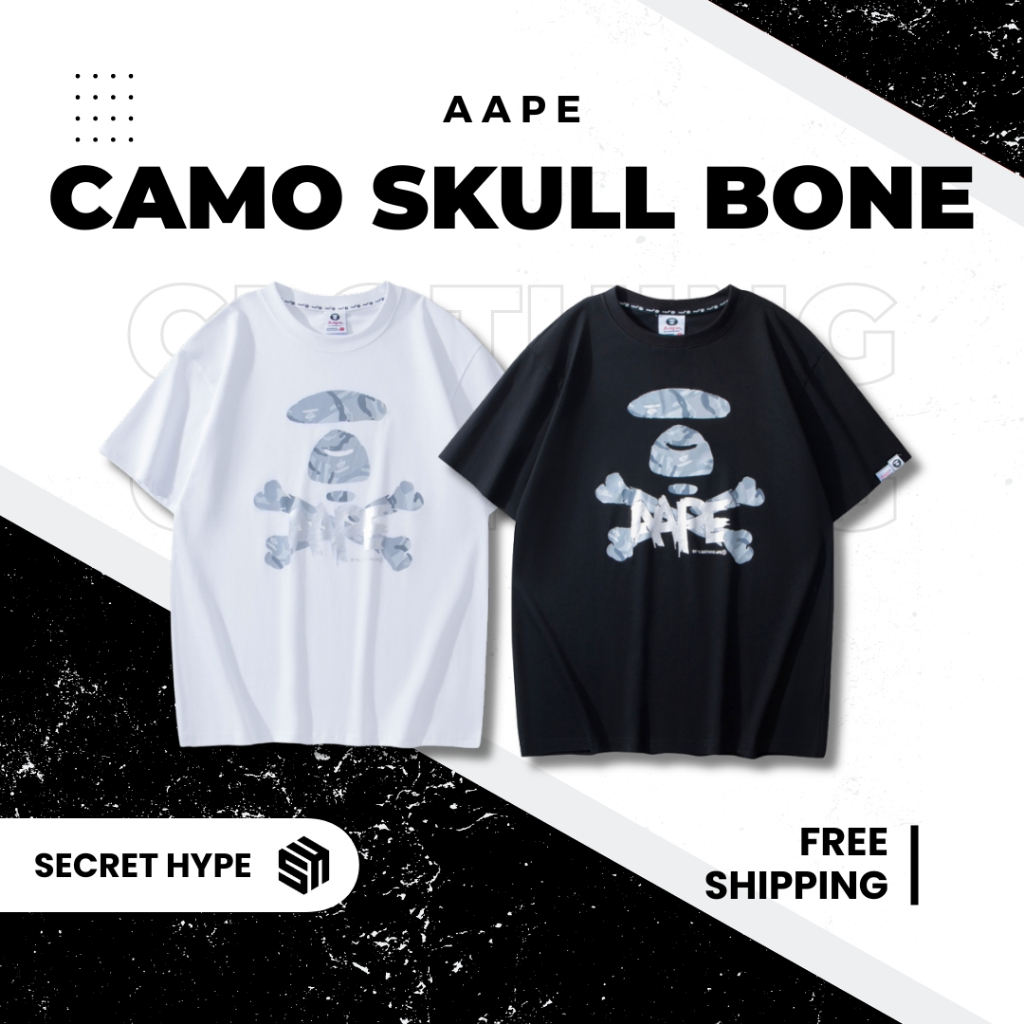Aape Camo Skull Tee Basic Logo Ape Head Unisex Fashion Hype Modern T ...
